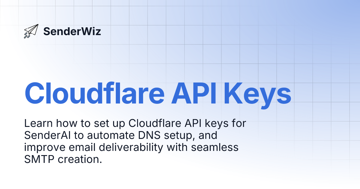 Cloudflare API Keys | SenderWiz